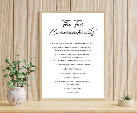 Ten Commandments Wall Art Exodus 20: 3-17 Scripture Art Set - Etsy