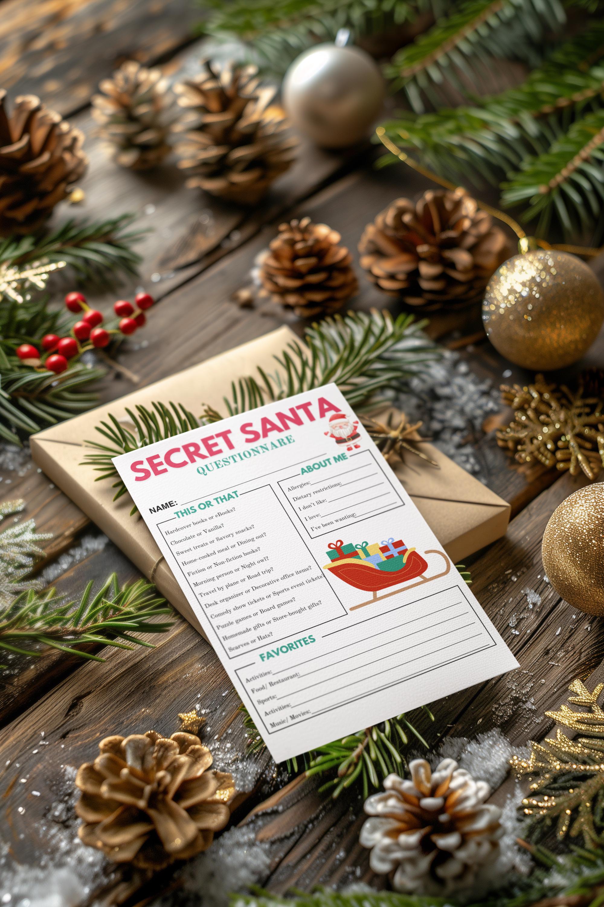 Secret Santa Organizer Kit , Secret Santa Gift Exchange, Santa Survey ...