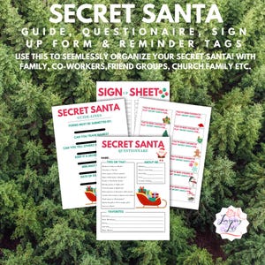 Secret Santa Organizer Kit , Secret Santa Gift Exchange, Santa Survey ...