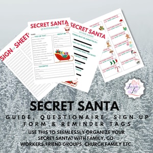 Secret Santa Organizer Kit , Secret Santa Gift Exchange, Santa Survey ...