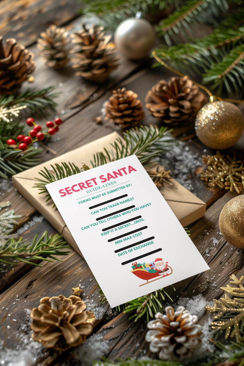 Secret Santa Organizer Kit , Secret Santa Gift Exchange, Santa Survey ...