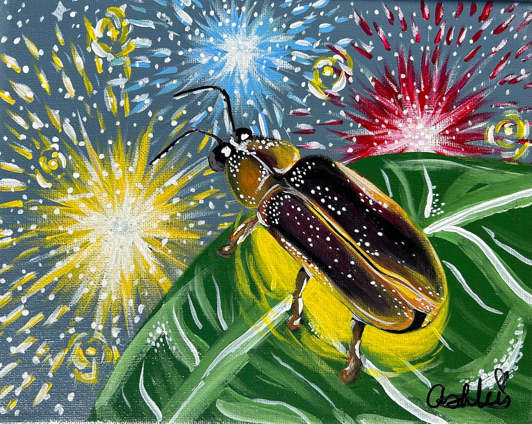 Firefly and Fireworks Original Acrylic Painting - Etsy