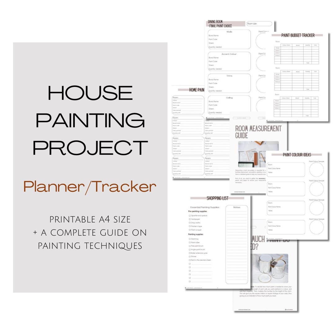 Paint Project Planner Tracker Home Organization Planner Home Renovation ...