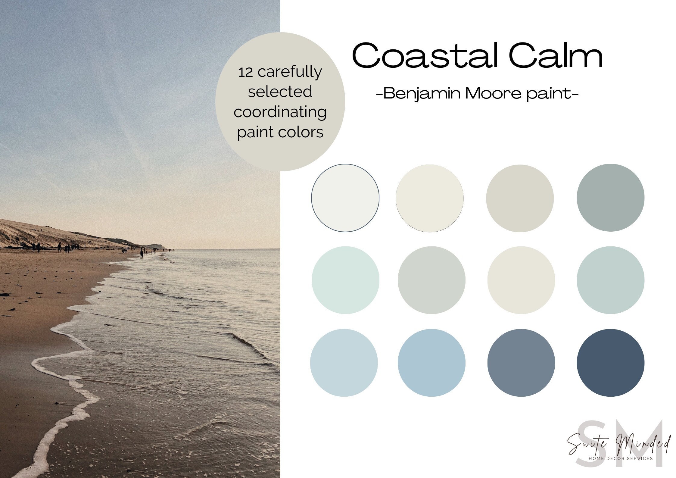 Coastal Calm Color Palette Benjamin Moore Whole House Paint Beach House ...