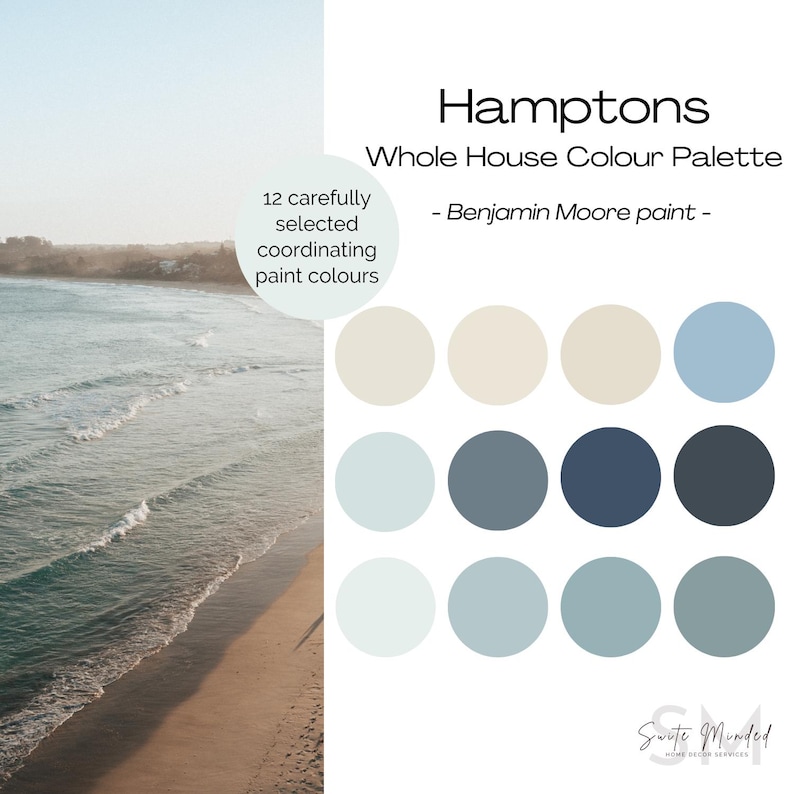 Hamptons Color Palette Benjamin Moore Whole House Paint Palette Blue ...