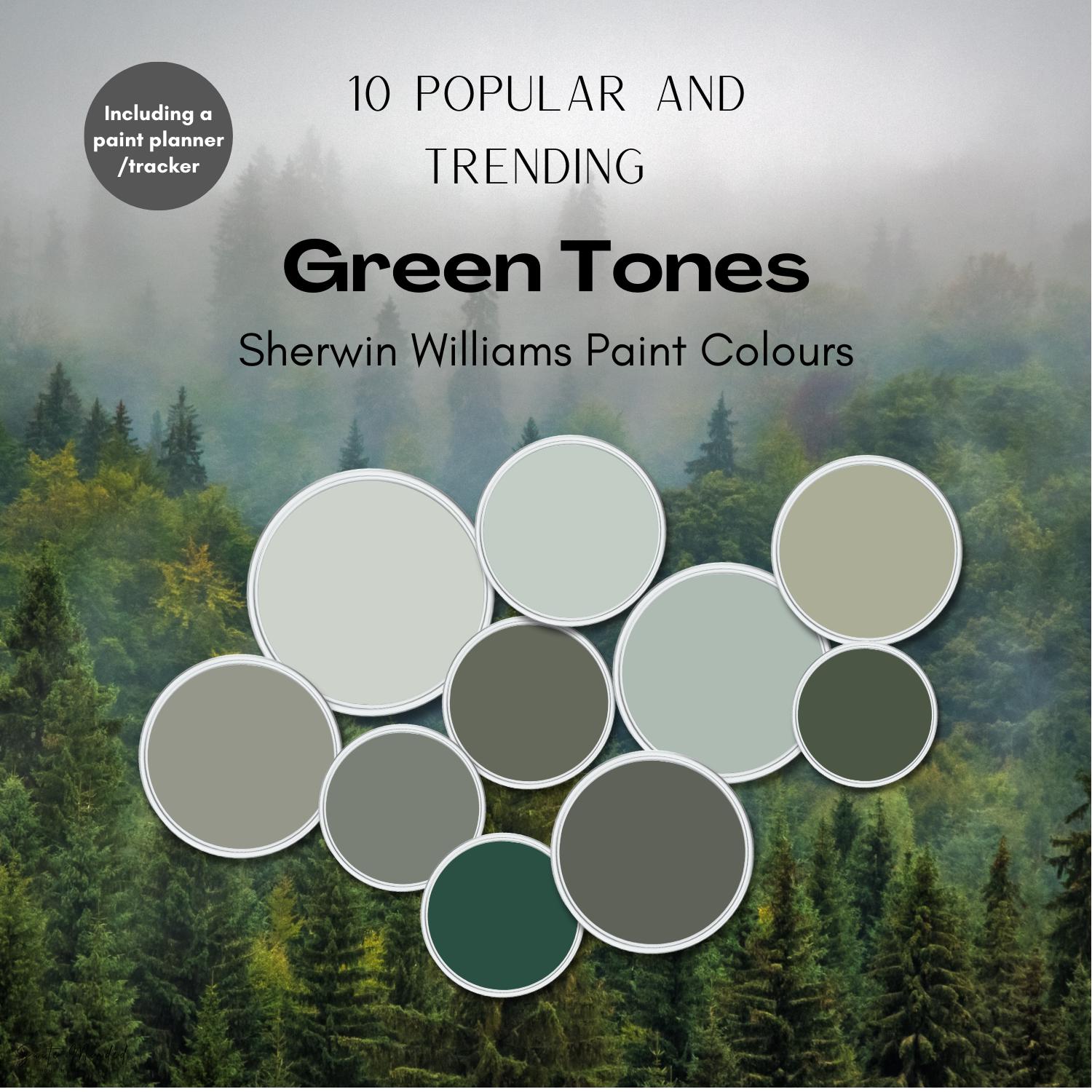Green Home Paint Palette - Sherwin Williams Paint - Most Popular Green ...