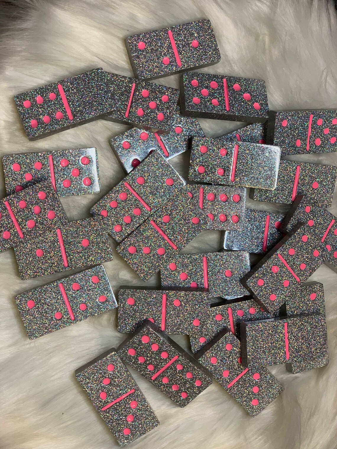 Pink Dotted Glitter Dominoes - Etsy
