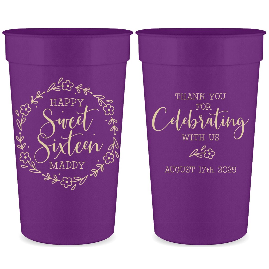 Sweet 16 Birthday Favors Personalized Cups 16th Birthday Gifts for ...