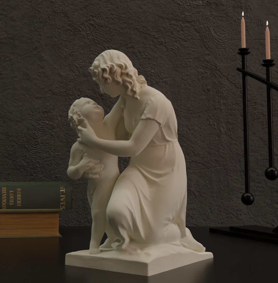 Digital STL File of Mother Caressing Her Child, Perfect for 3D Printing ...