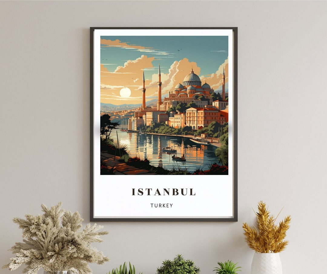 Retro Istanbul Travel Poster Set of 4 Prints Digital Download Printable ...