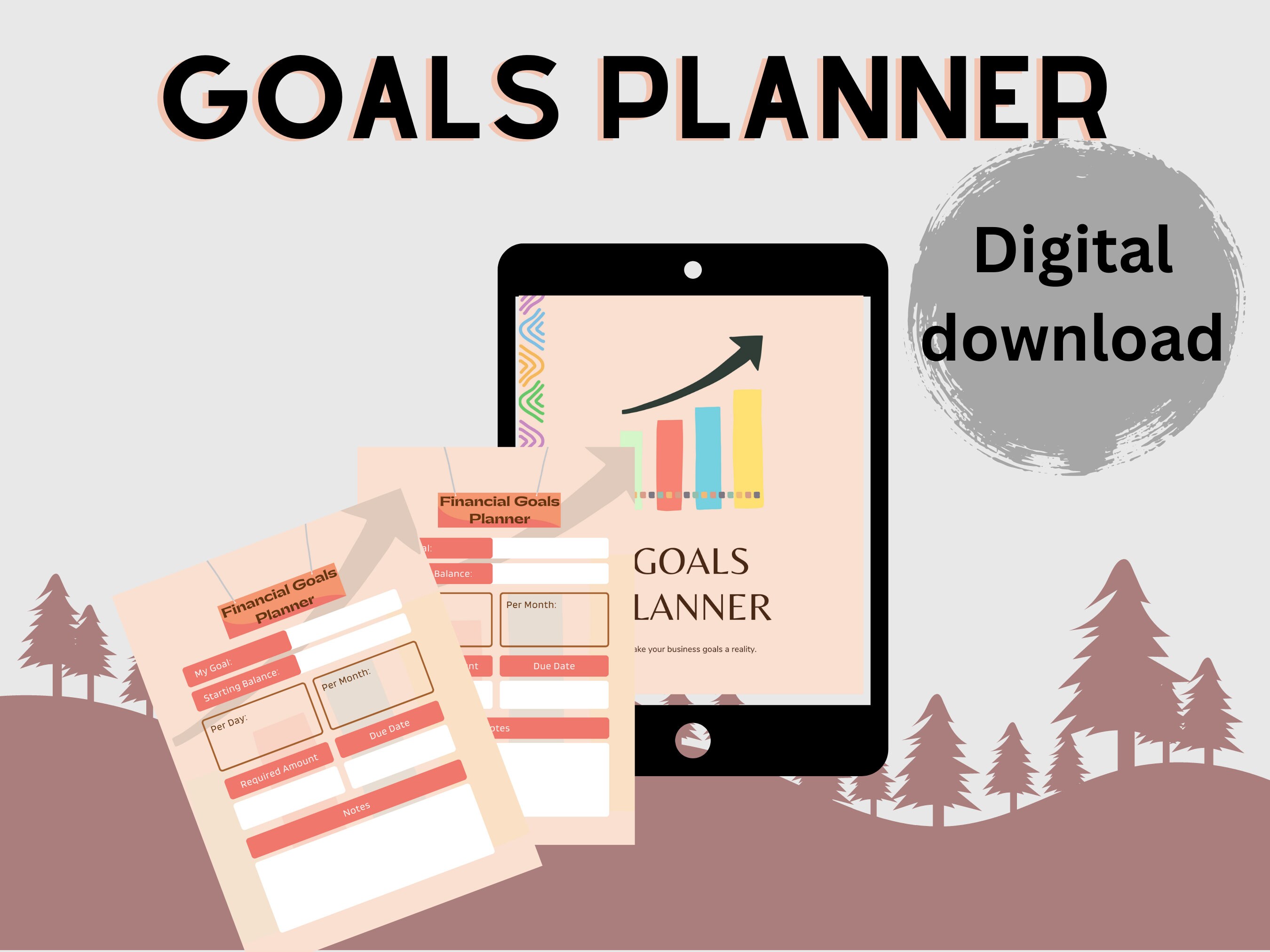 Digital Goal Planner Printable Goal Tracker Goal Setting Worksheet ...