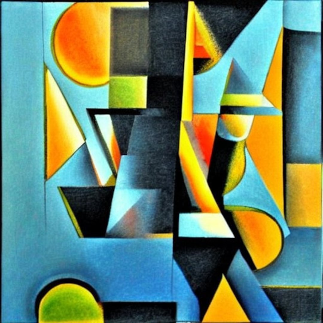 Digital Art Cubist Sunset Cubist Sunset Cubist Large Wall Art Colorful ...