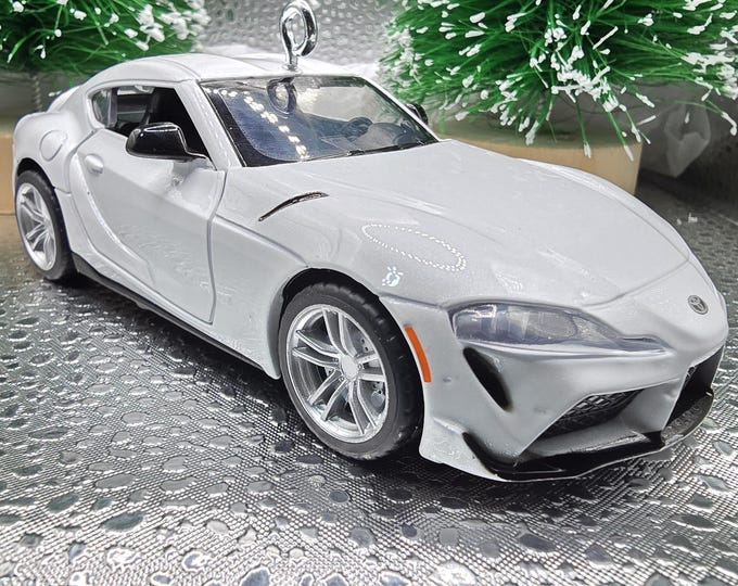 Toyota GR Supra 5.5" Big Car White Christmas Tree Ornament - Etsy
