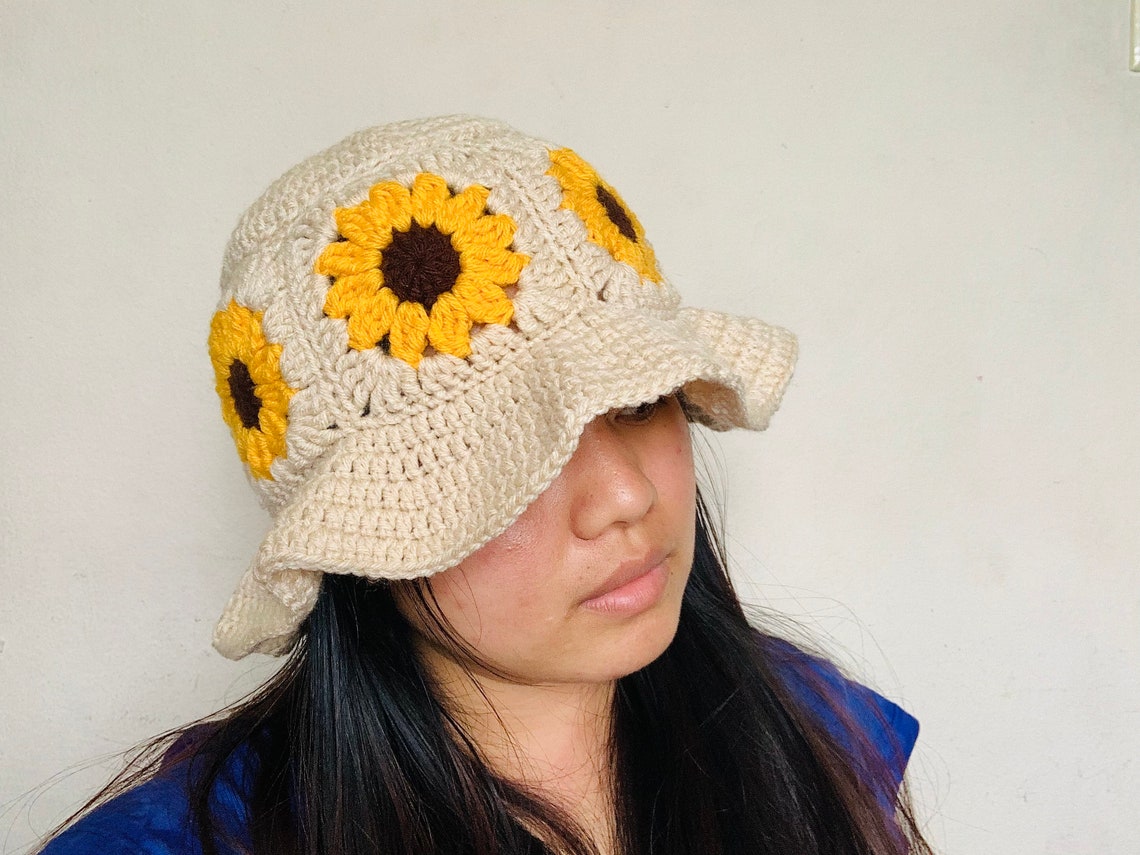 Sunflower Bucket Hat Crochet - Etsy