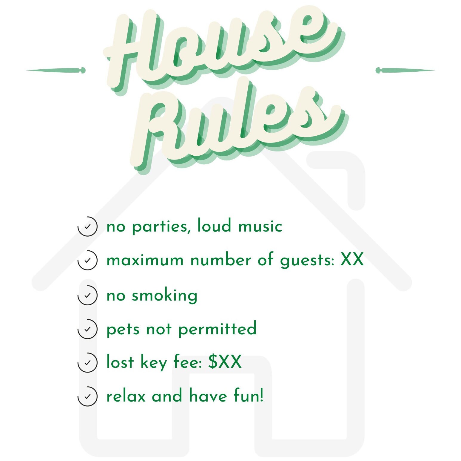 Printable House Rules Sign | Airbnb | VRBO | Customizable | Made in ...