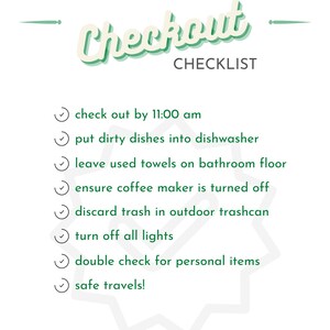 Printable Checkout Checklist | Airbnb | VRBO | Customizable | Made in ...