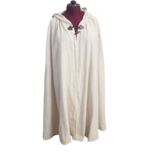 Short Hooded Light Beige Linen Cloak Perfect for Medieval, Renaissance ...