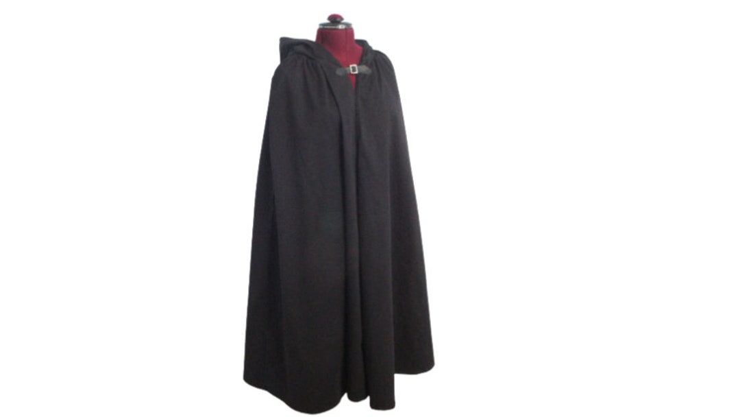 Short Hooded Black Cloak Perfect for Medieval, Renaissance, Cosplay ...