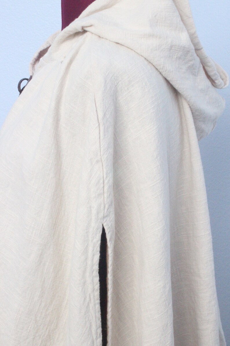 Short Hooded Light Beige Linen Cloak Perfect for Medieval, Renaissance ...