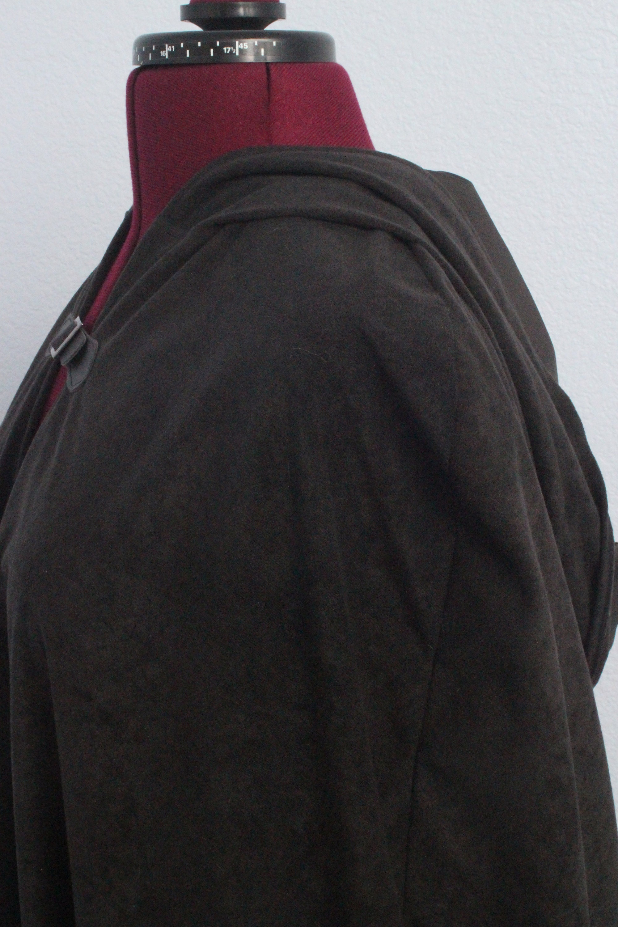 Wide-shoulders Long Hooded Black Suede Cloak Great for Medieval ...