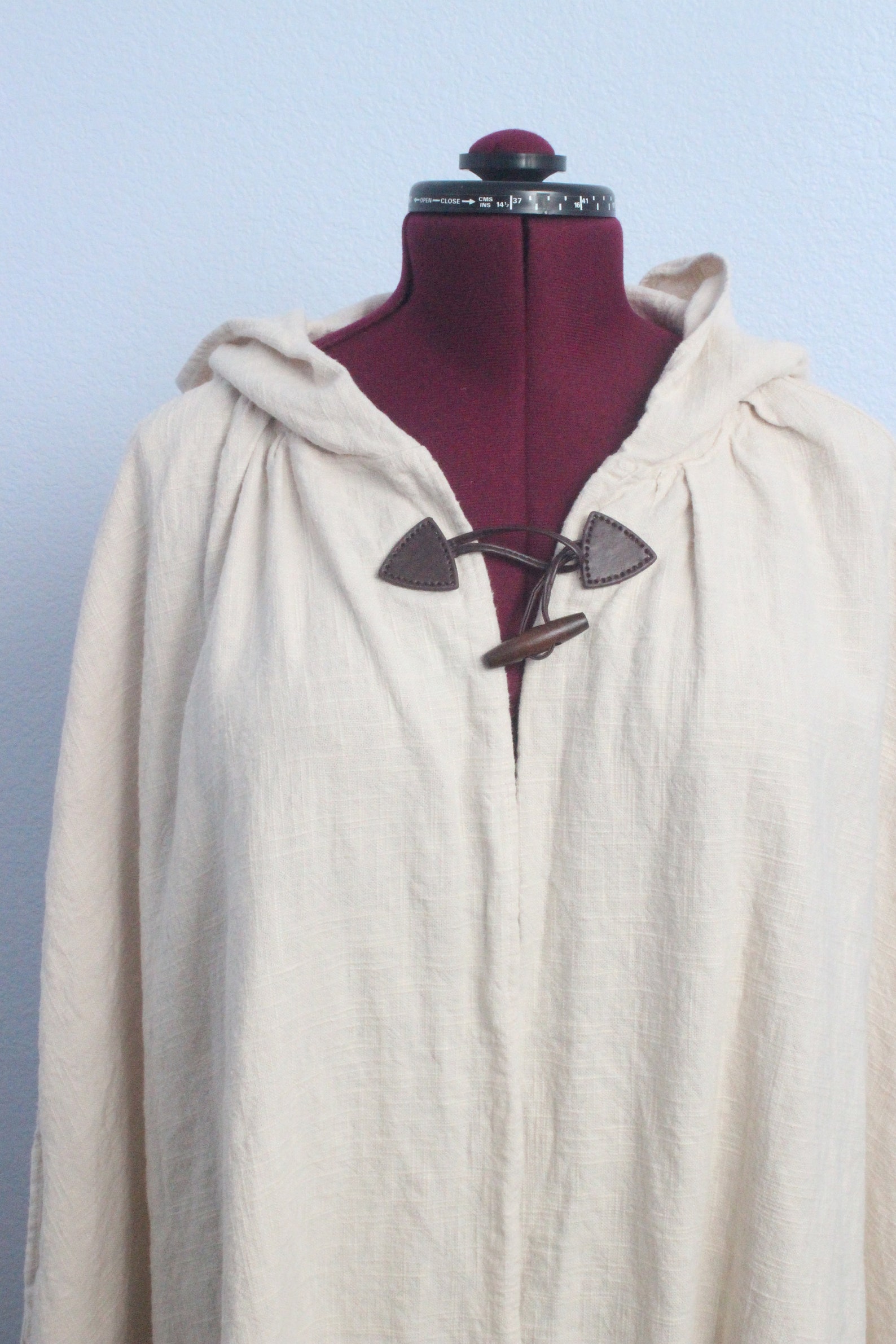 Short Hooded Light Beige Linen Cloak Perfect for Medieval, Renaissance ...