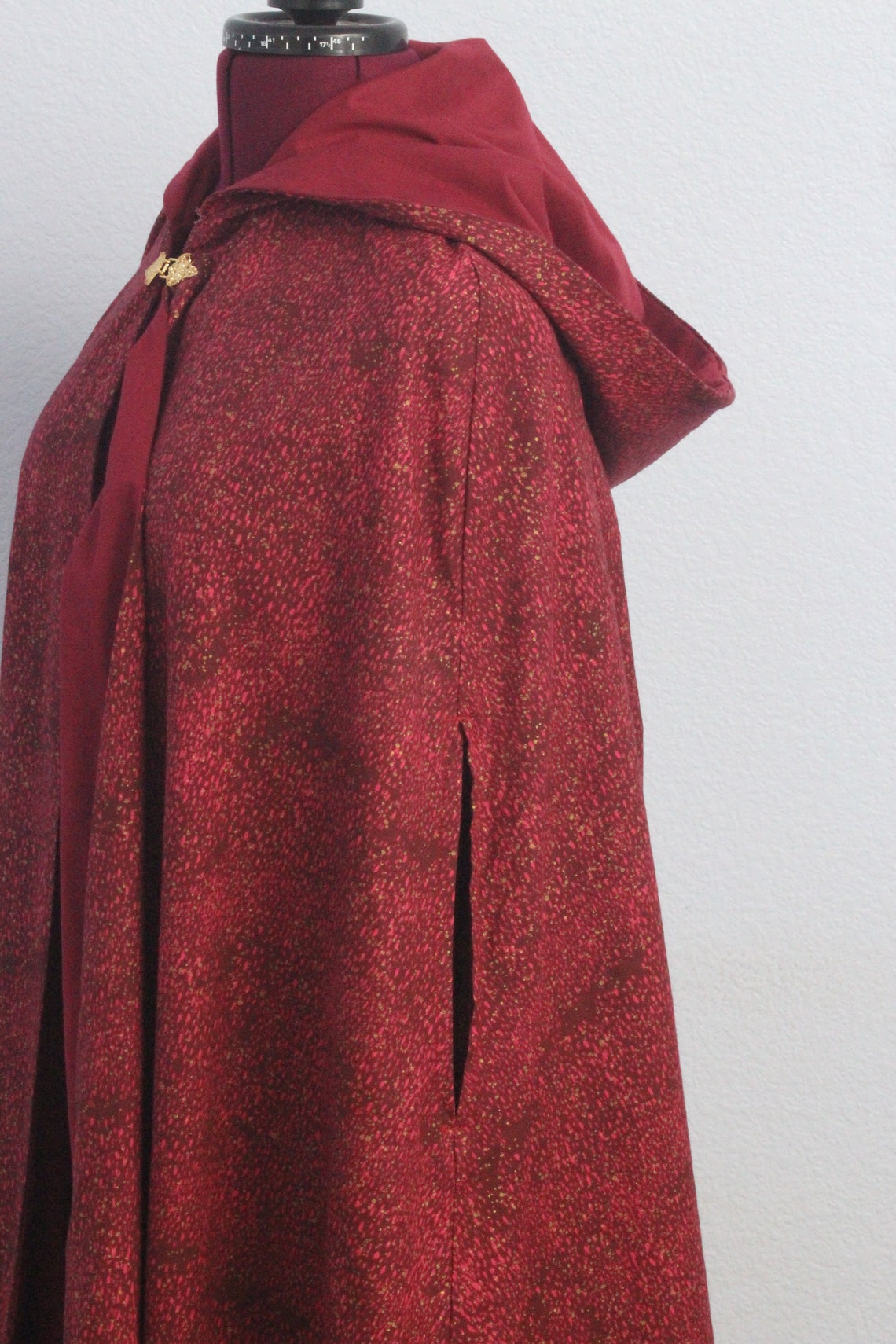 Red and Gold Speckled Floor Length Hooded Cloak Perfect for Medieval ...