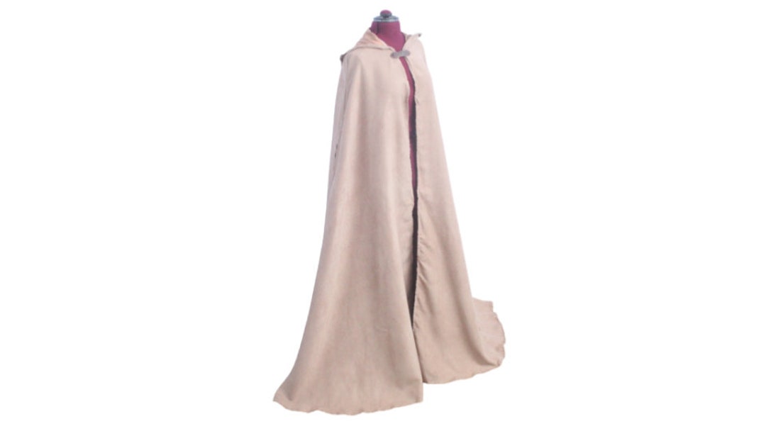 Reduced Price Tan Suede Floor Length Hooded Cloak Perfect for Medieval ...
