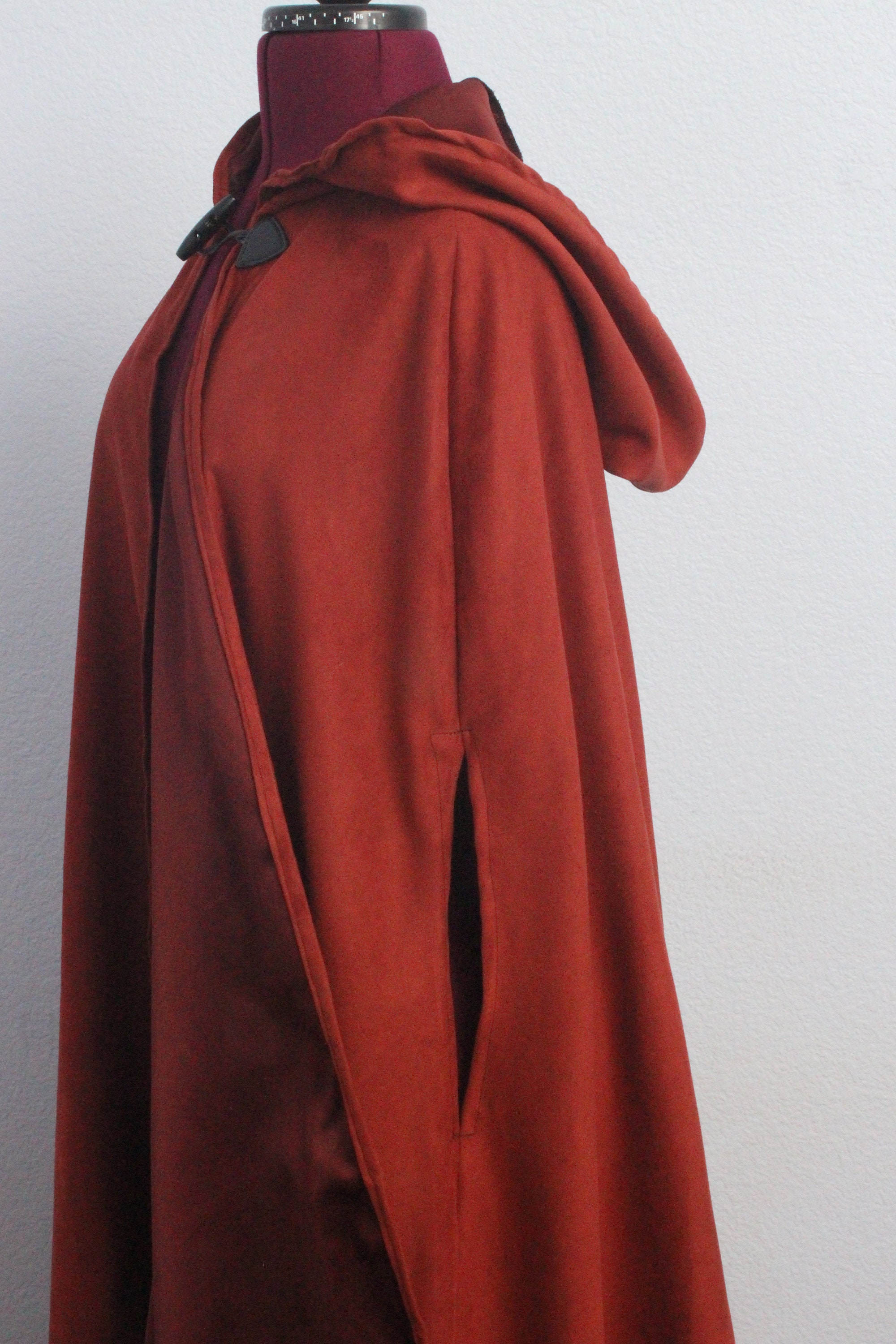 Burnt Red Suede Floor Length Hooded Cloak Perfect for Medieval ...