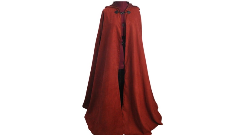 Burnt Red Suede Floor Length Hooded Cloak Perfect for Medieval ...