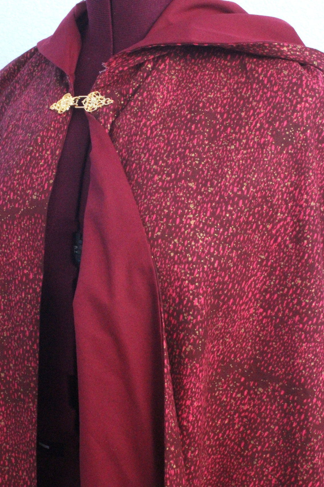 Red and Gold Speckled Floor Length Hooded Cloak Perfect for Medieval ...