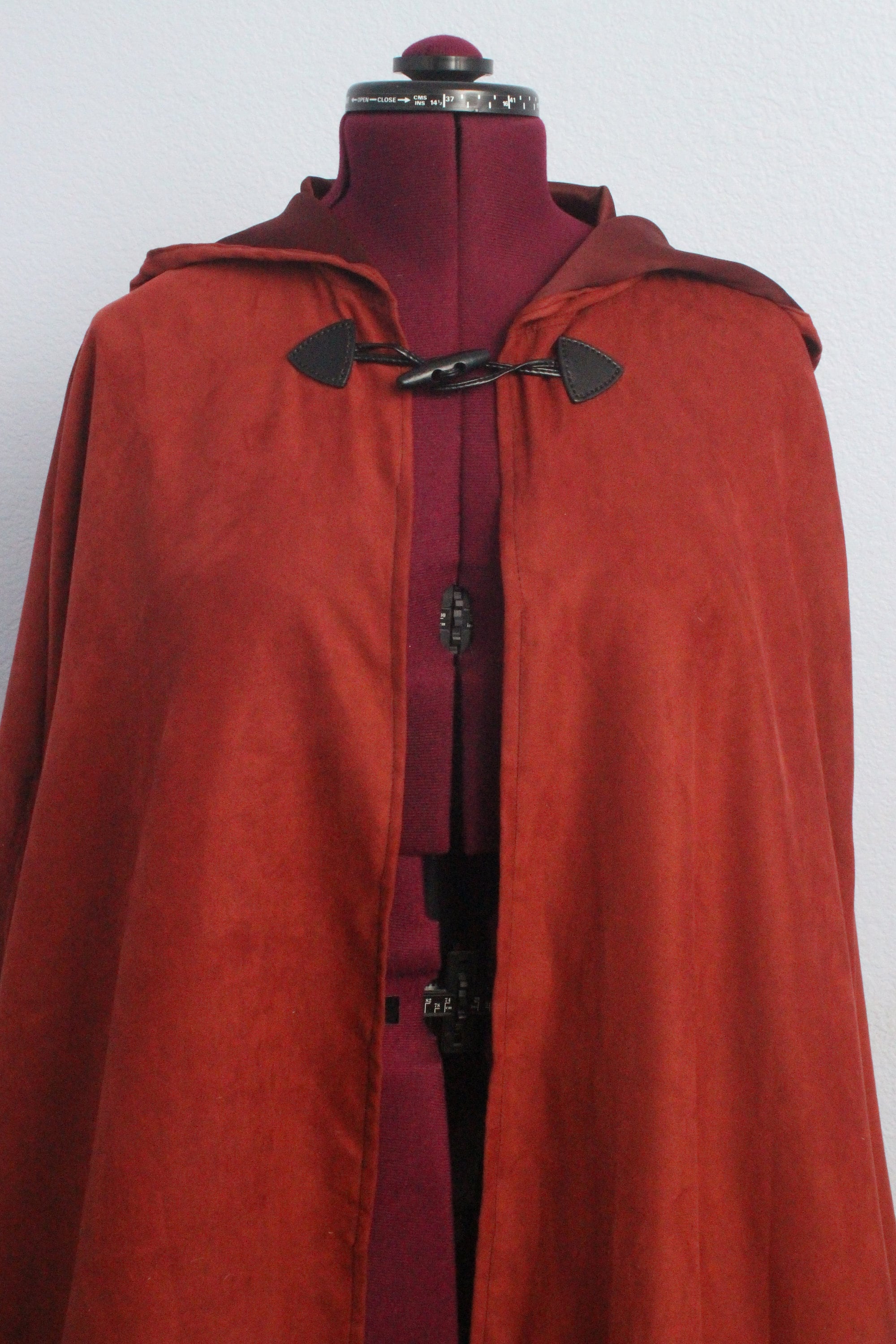 Burnt Red Suede Floor Length Hooded Cloak Perfect for Medieval ...