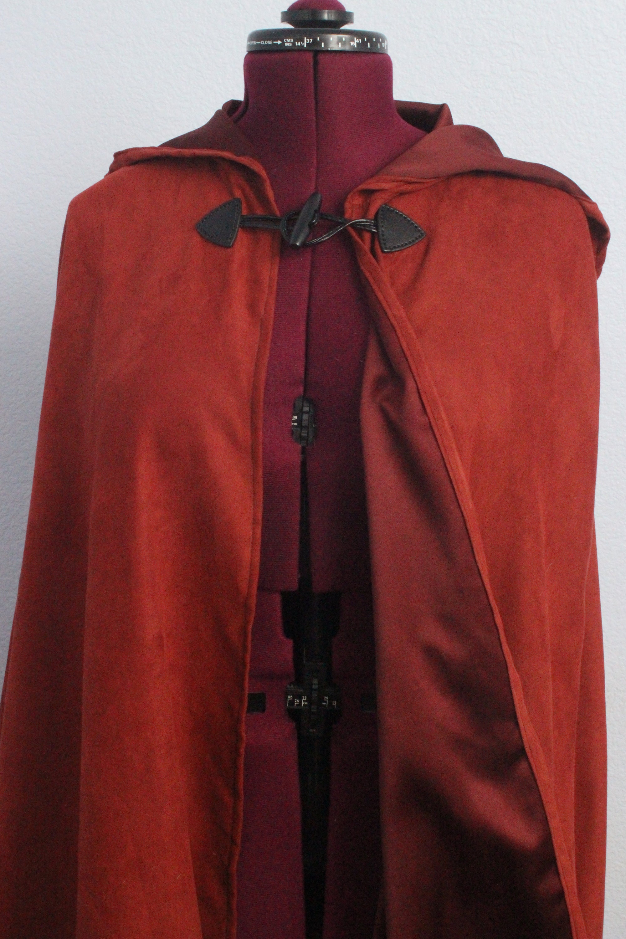 Burnt Red Suede Floor Length Hooded Cloak Perfect for Medieval ...
