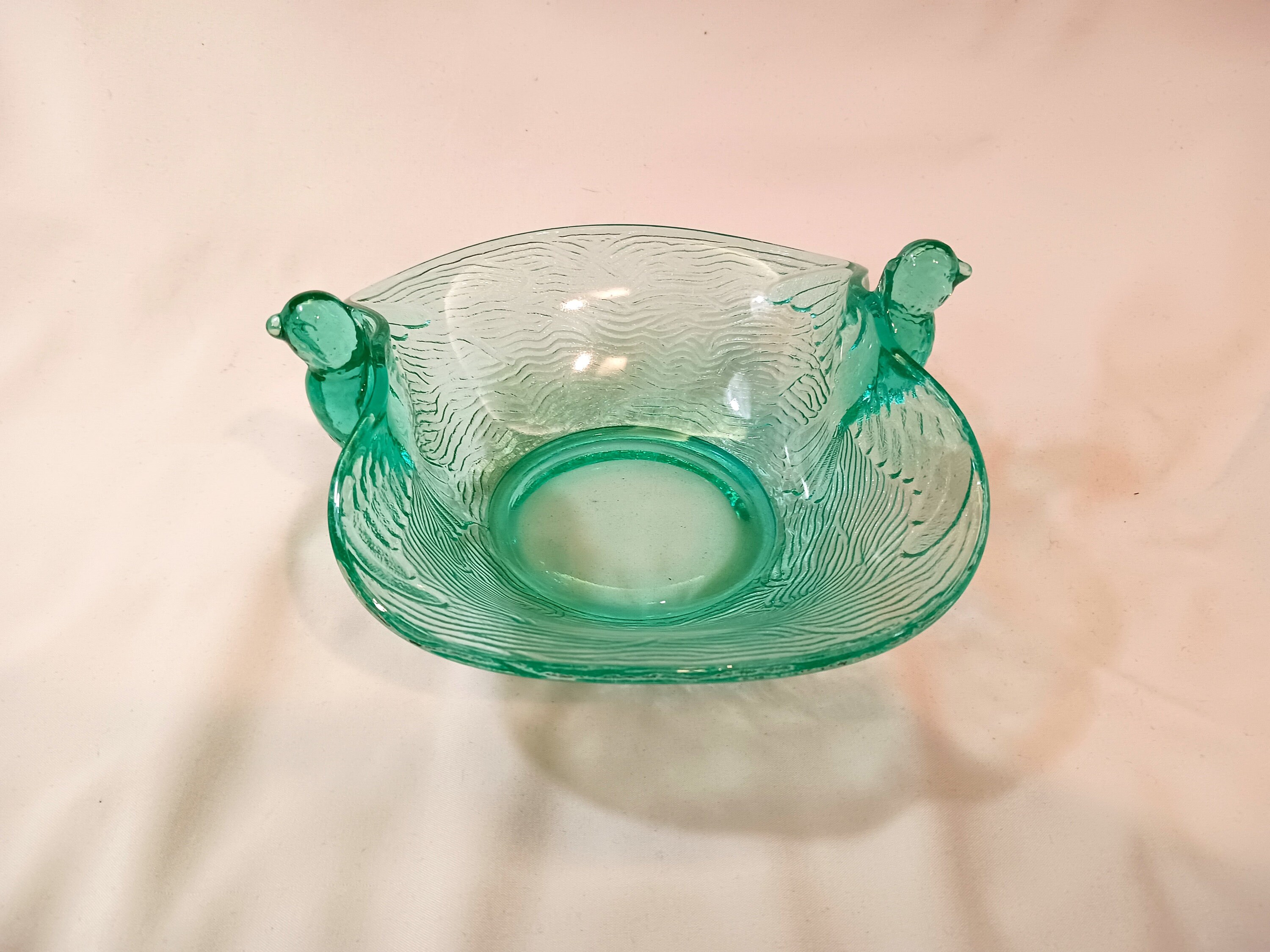 Vintage 1940s Fenton Aqua-blue Uranium Glass Dish With Double Flying ...