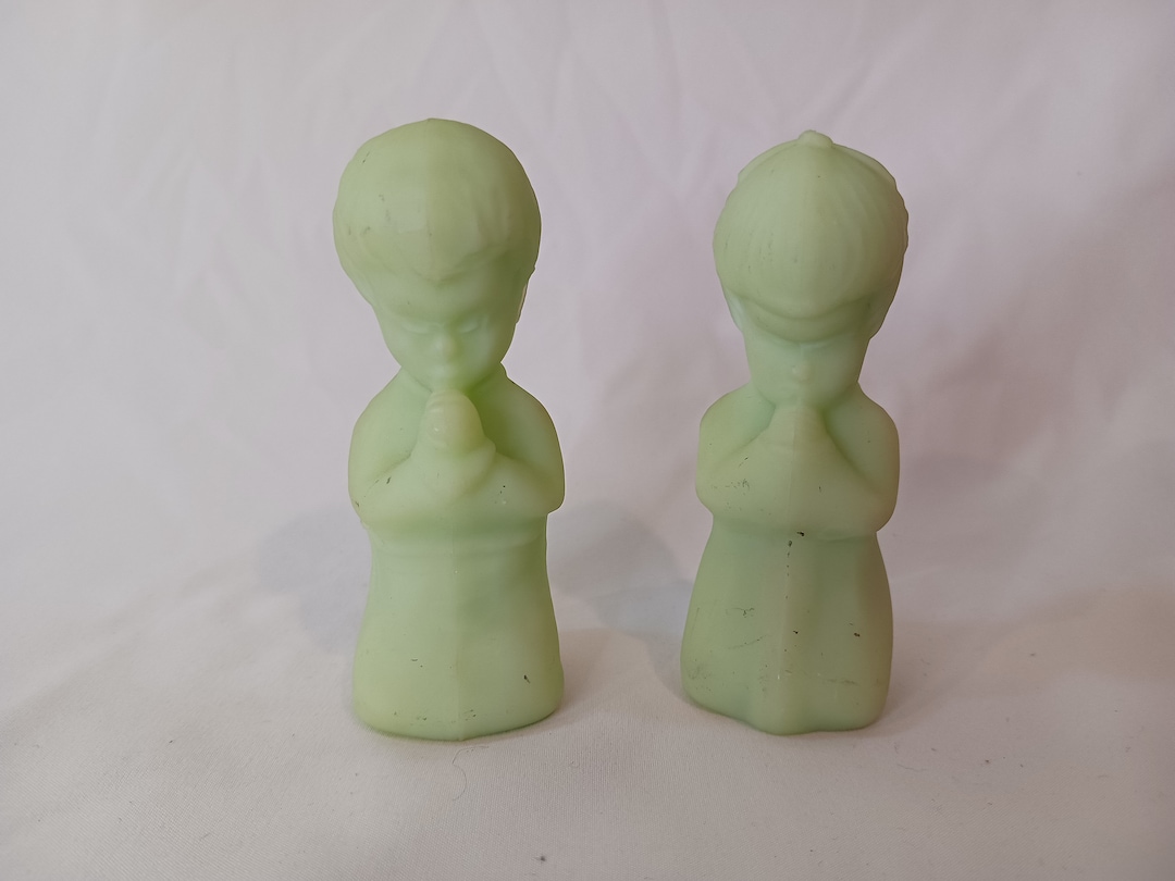 Vintage Fenton Lime Green Sherbet Satin Praying Kids Glows - Etsy