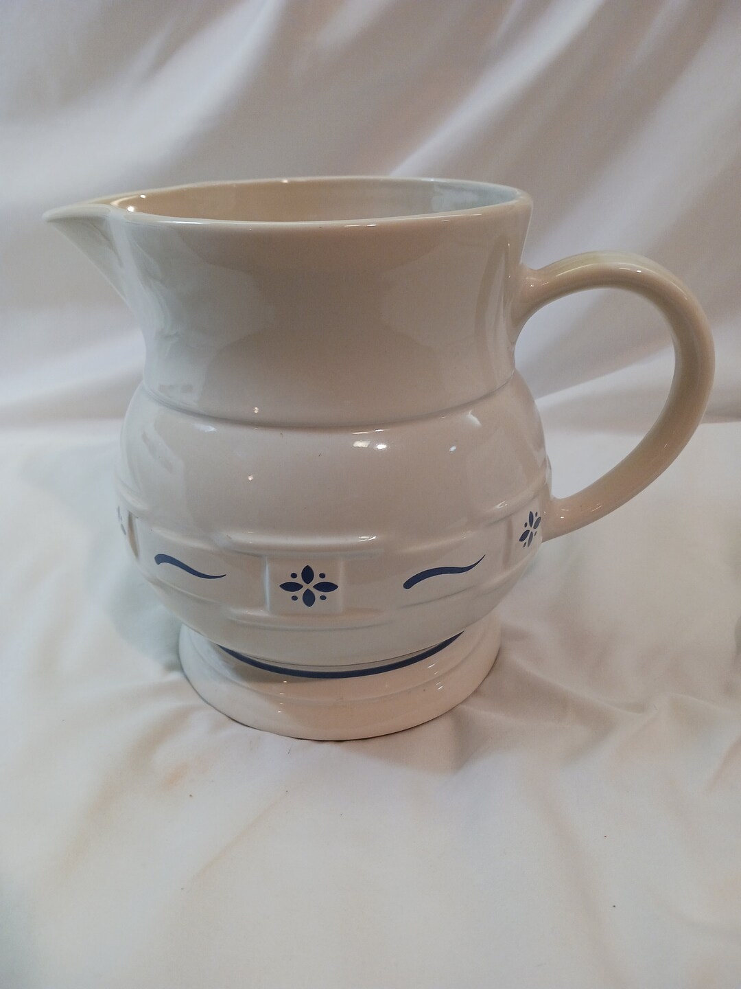 Vintage Longaberger Pottery Blue Woven Traditions 2 Qt Pitcher - Etsy