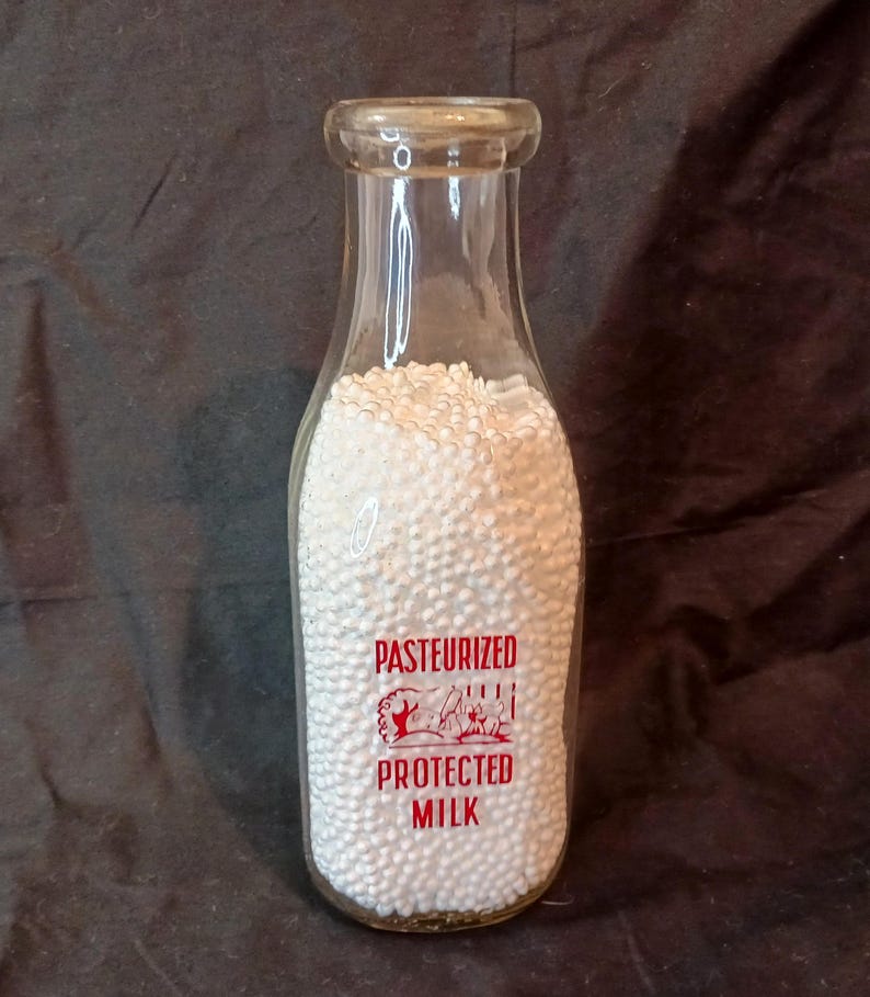 Vintage Collectible Quart Glass Milk Bottle, Gribler Dairy, With Paper ...