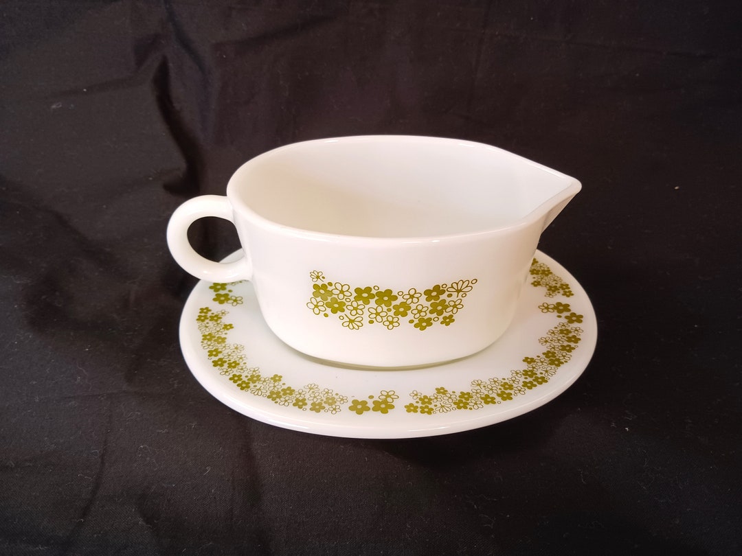 Vintage Pyrex/corning Spring Blossom Glass Gravy Boat & Under Plate ...