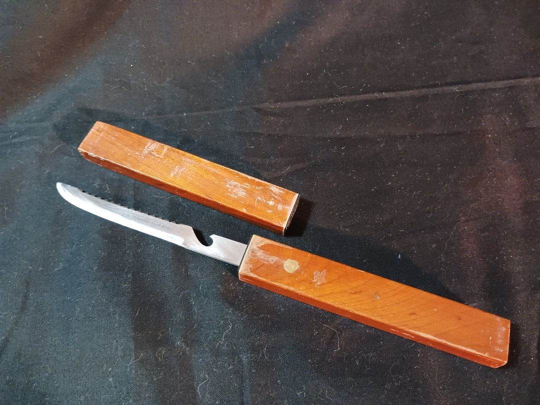 Vintage WARCO Wood Handle/scabbard Floating Fish Knife With Advertising ...