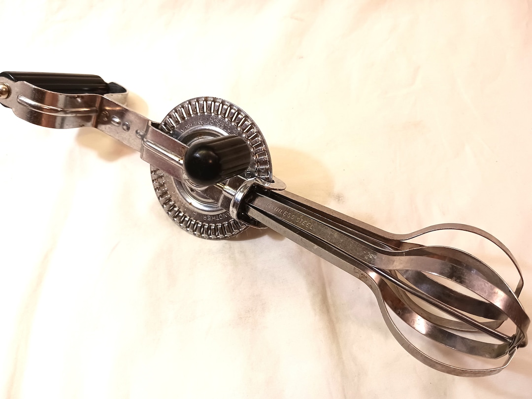 Vintage Androck Stainless Steel Egg Beater/mixer W/black Handles - Made ...