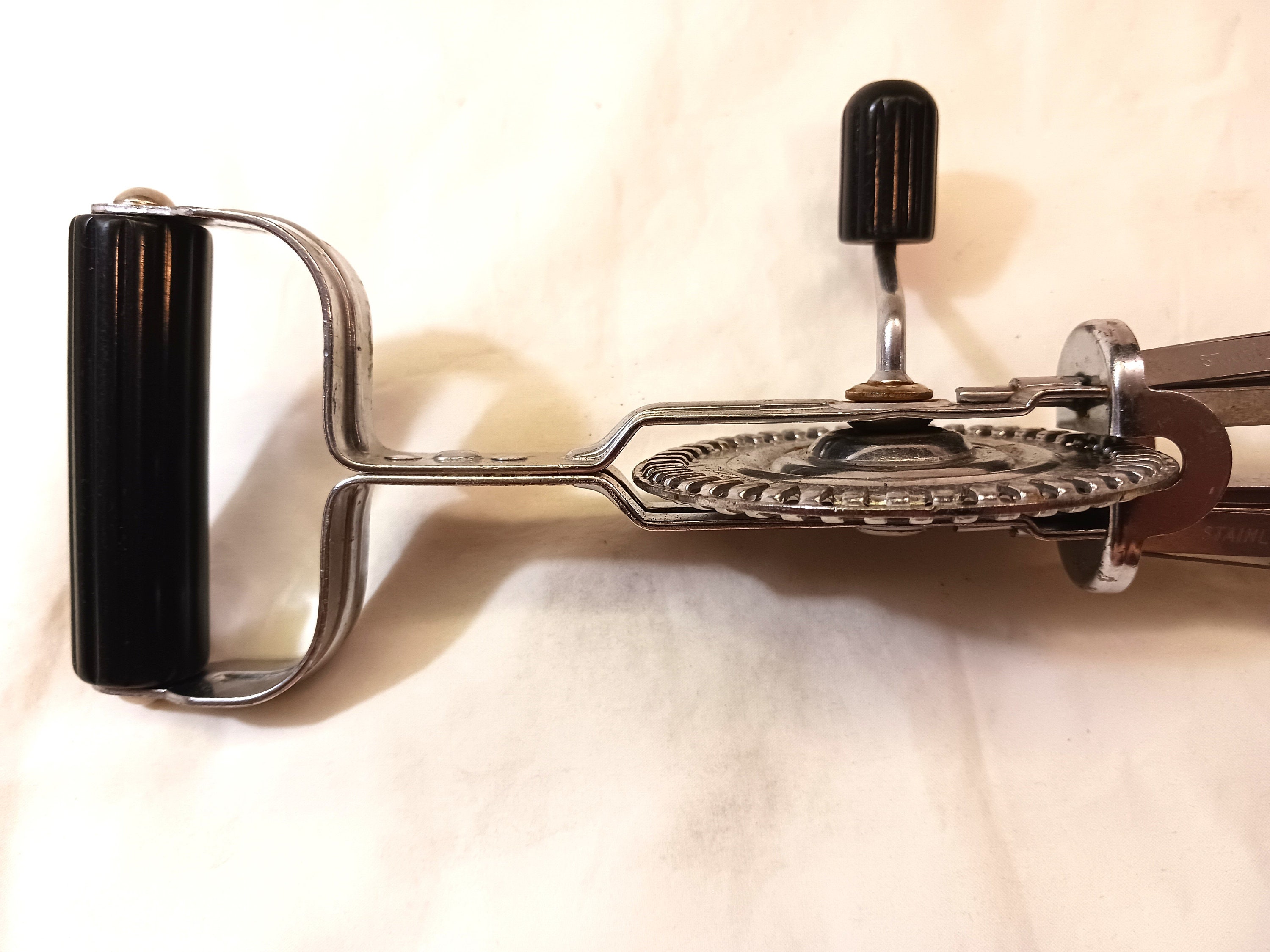 Vintage Androck Stainless Steel Egg Beater/mixer W/black Handles - Made ...