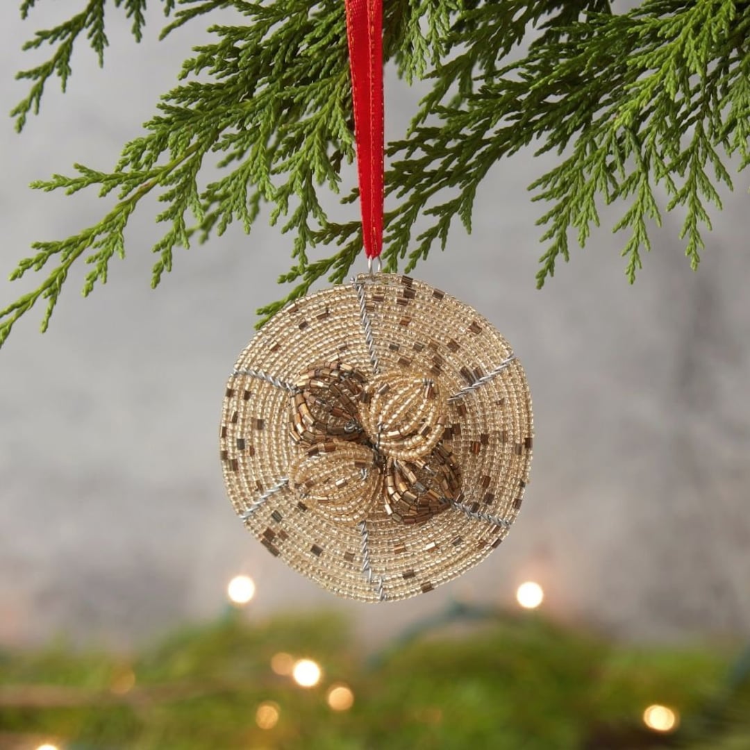 Kenya Mini Round White Beads Flower Christmas Tree Ornament - Etsy