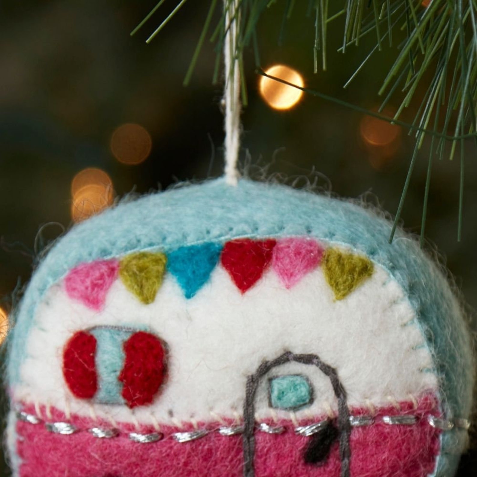 Nepal Hand Pressed Sheep Wool Happy Camper Ornament - Etsy
