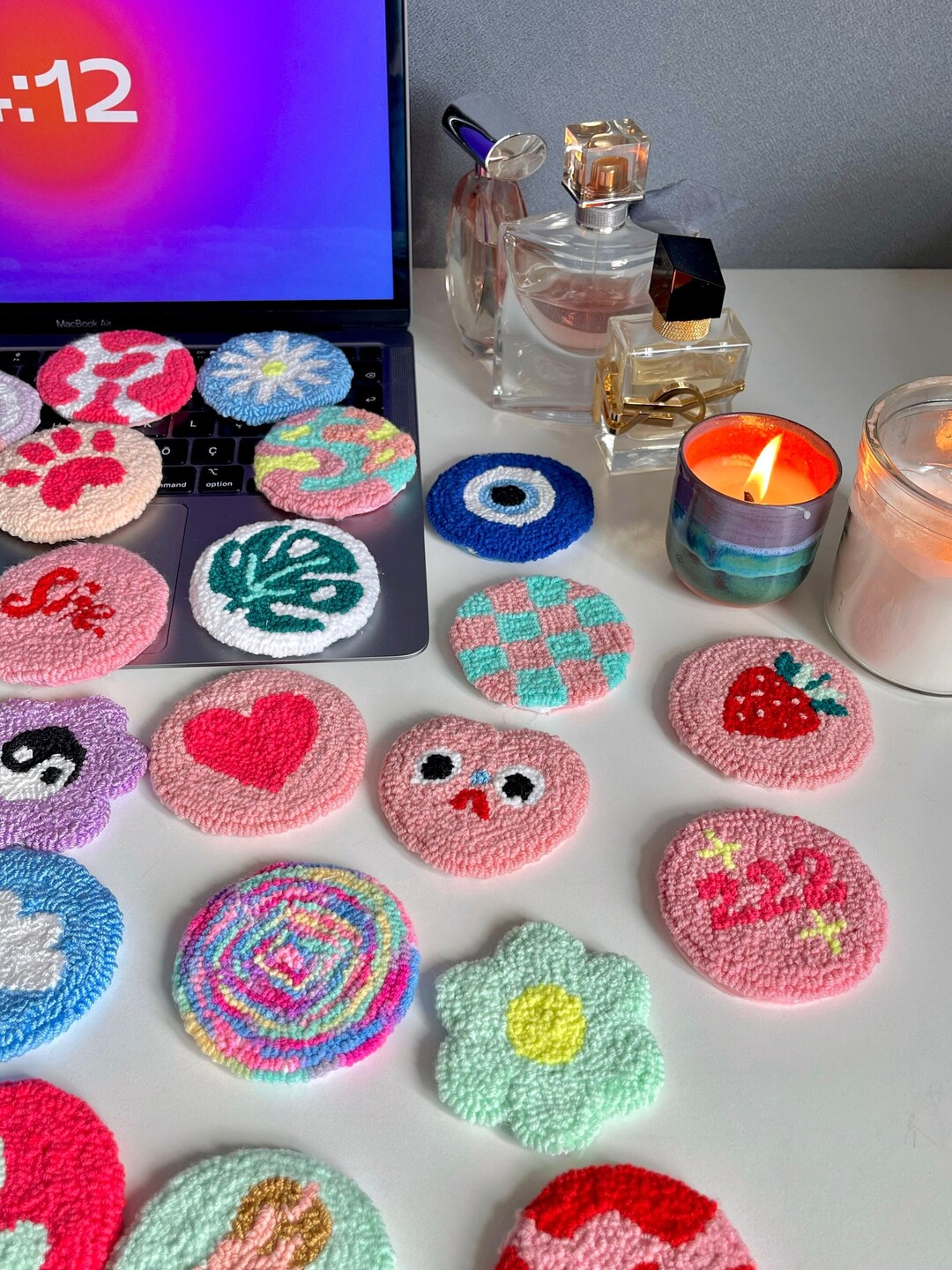 Set of 2 Car Coasters, Customisable Car Decor, Cute Car Accessories ...