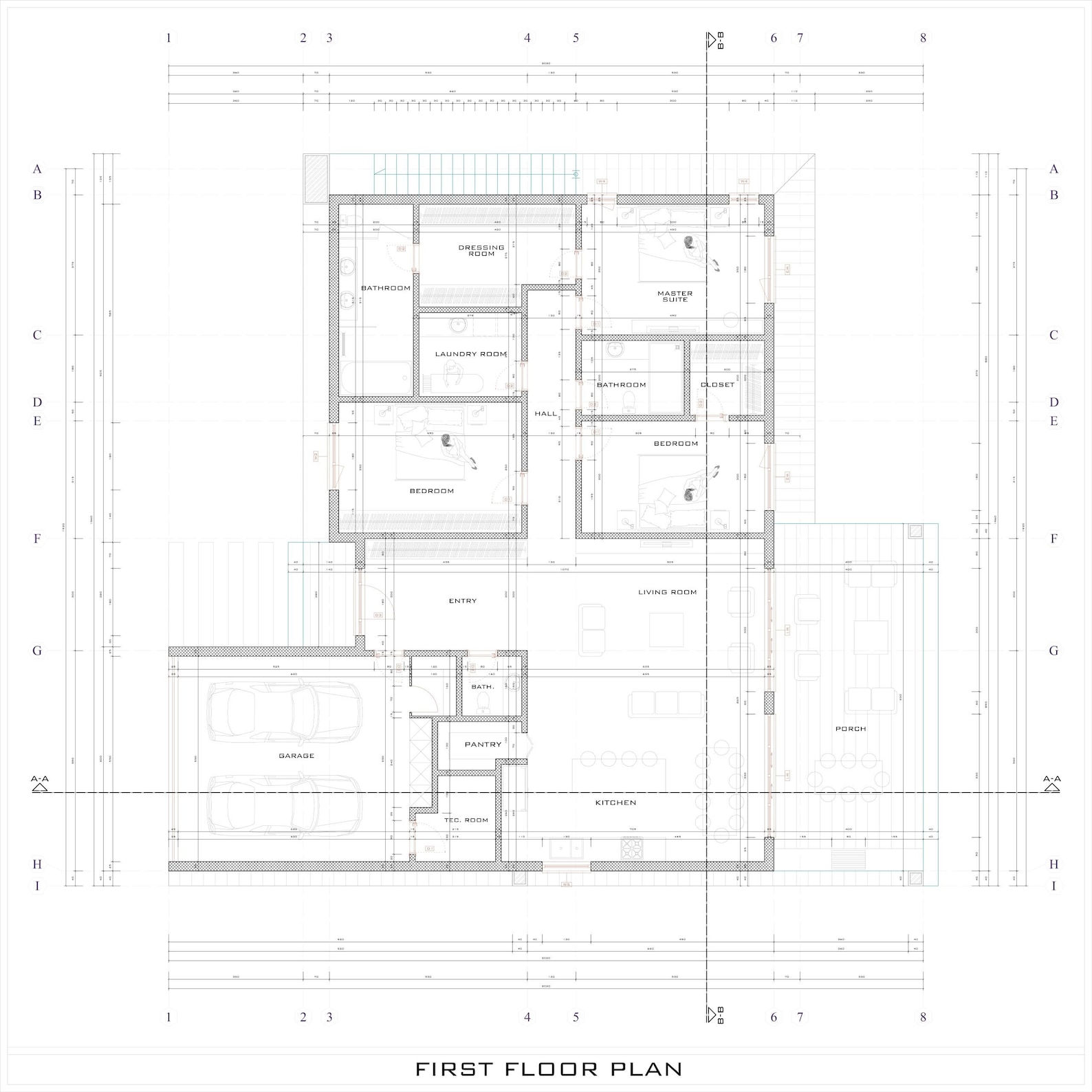 Modern Single Story House Plans: 3 Bedroom Home With Terrace (CAD File ...