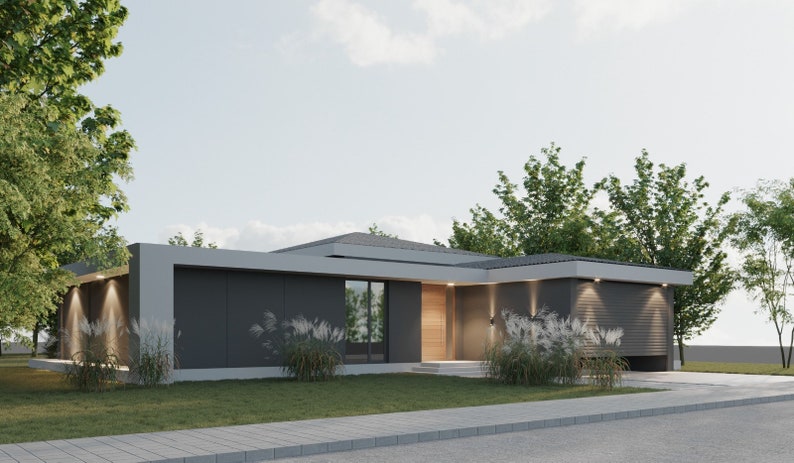 Modern House Plan: Single Story, 3 Bedroom With CAD File (digital ...