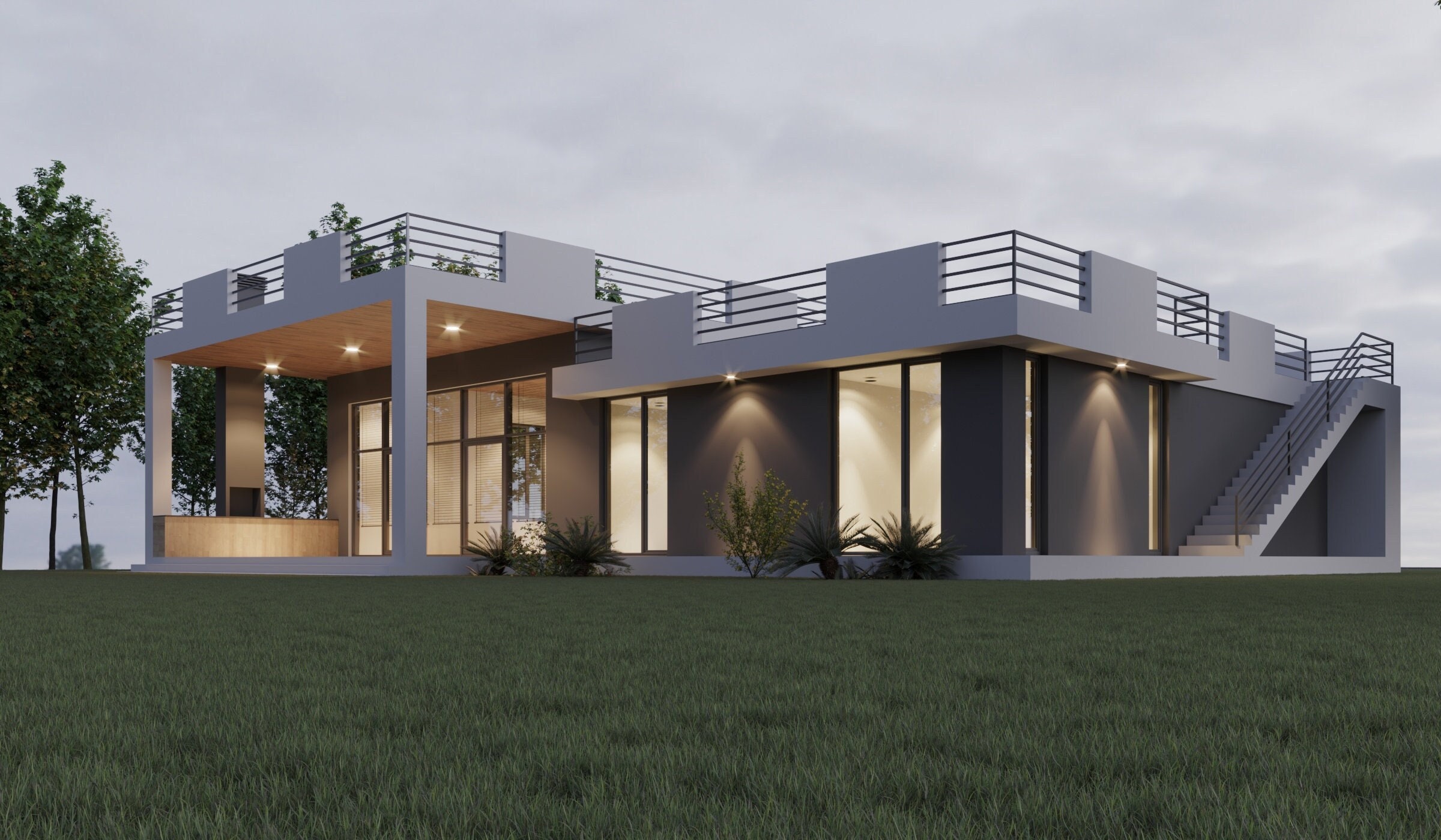 Simple Single Story Modern House Designs