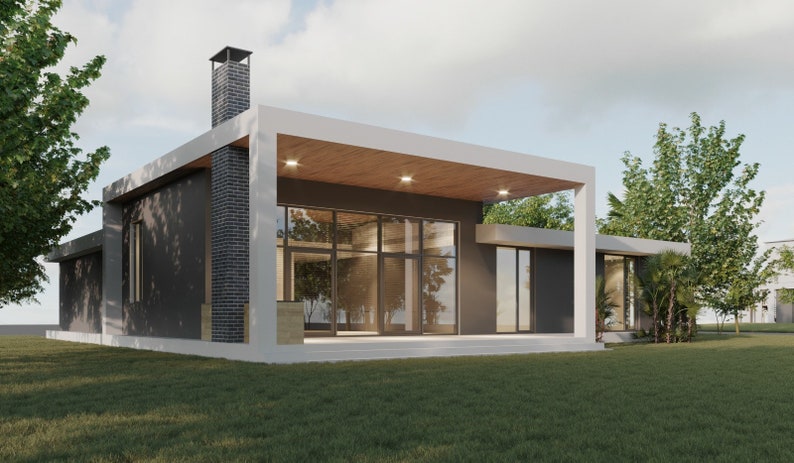 Modern House Plan: Single Story, 3 Bedroom With CAD File (digital ...