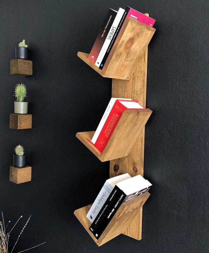 Wooden Book Shelf Book Stand Floating Shelf Boho Wall - Etsy