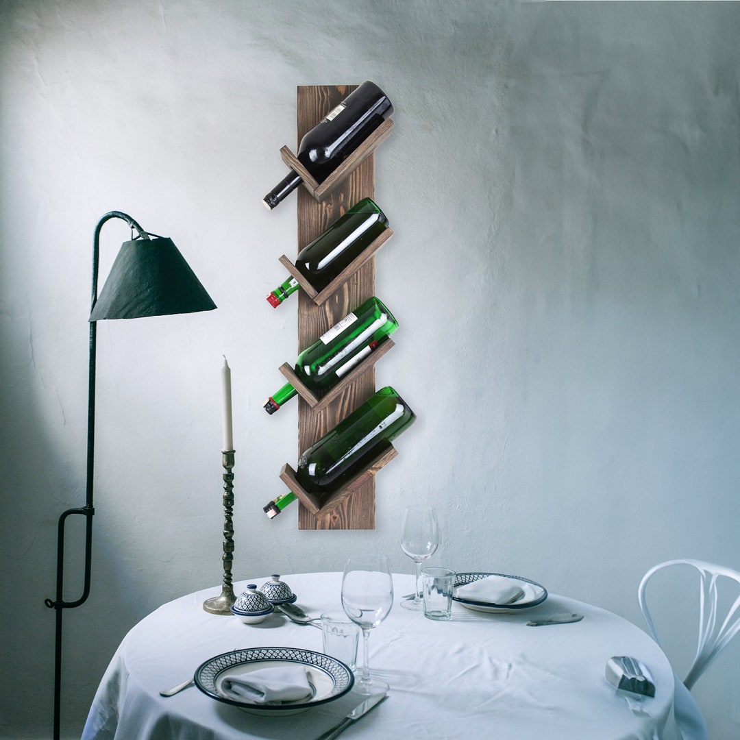 Wine Rack, Wine Rack Wall Mounted, Wooden Wine Rack for 4 Bottles ...