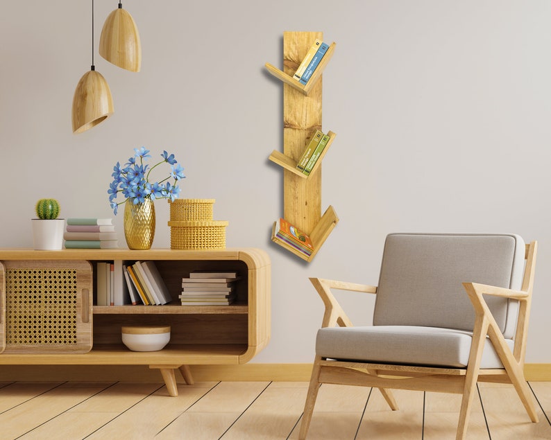 Wooden Book Shelf Book Stand Floating Shelf Boho Wall - Etsy